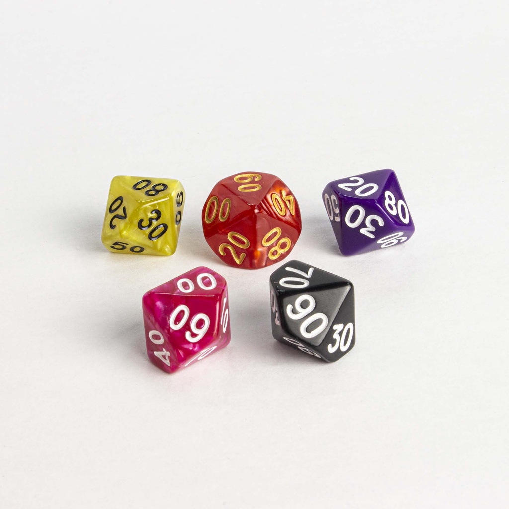 Conjunto de 5 Dados D10 Dezena Coloridos - Dado de RPG de Dez Lados ...