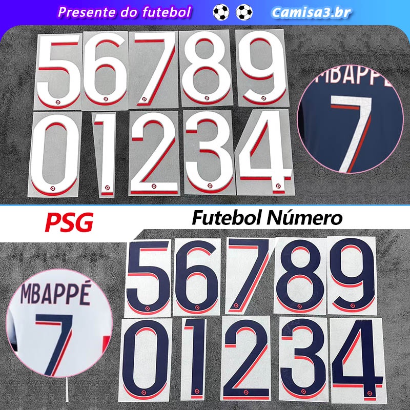 2023 PSG [Número] Número da camisa de casa Número da camisa de futebol ...