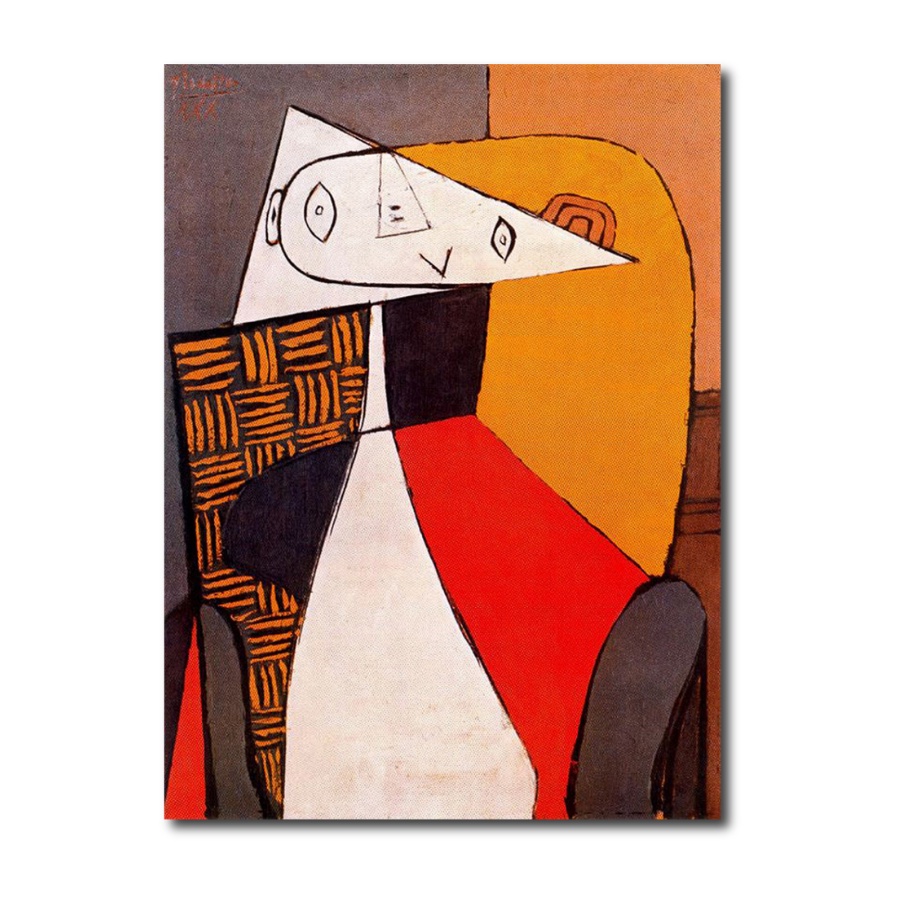 Quadro Picasso Mulher Sentada Obra de Arte Moderna Cubismo em Tela Acetinada | Shopee Brasil