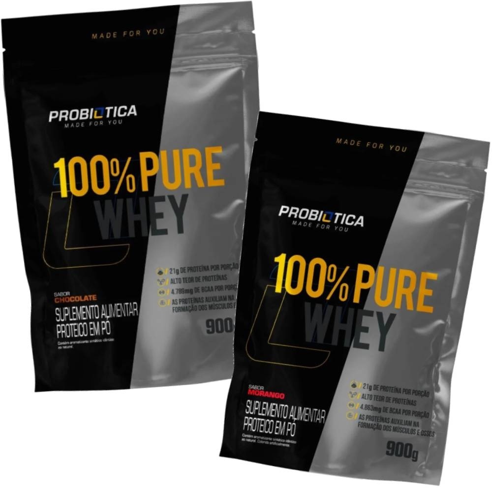 2X REFIL WHEY 100% PURE CONCENTRADO 900G - PROBIOTICA | Shopee Brasil