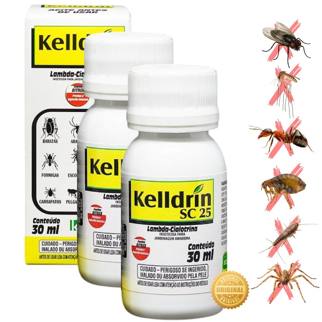 Kit 2 Kelldrin Veneno Elimina Barata Formiga Mosca 30ml | Shopee Brasil