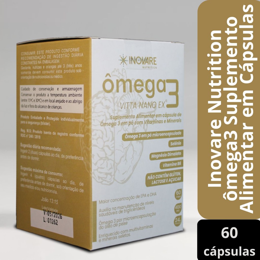 Inovare Nutrition Vitta Nano Ômega 3 Suplemento 60 cápsulas | Shopee Brasil