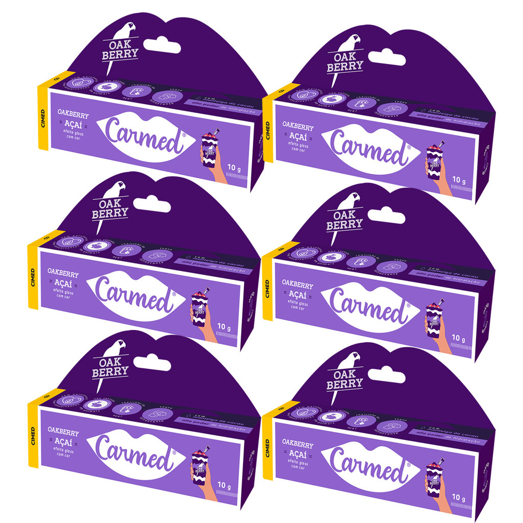 Kit 6 und Hidratante Labial Carmed Açai Oakberry10g | Shopee Brasil