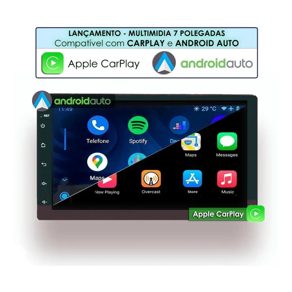 Central Multimídia Universal Espelhamento Carplay Android Auto Ca002 Hunter | Shopee Brasil