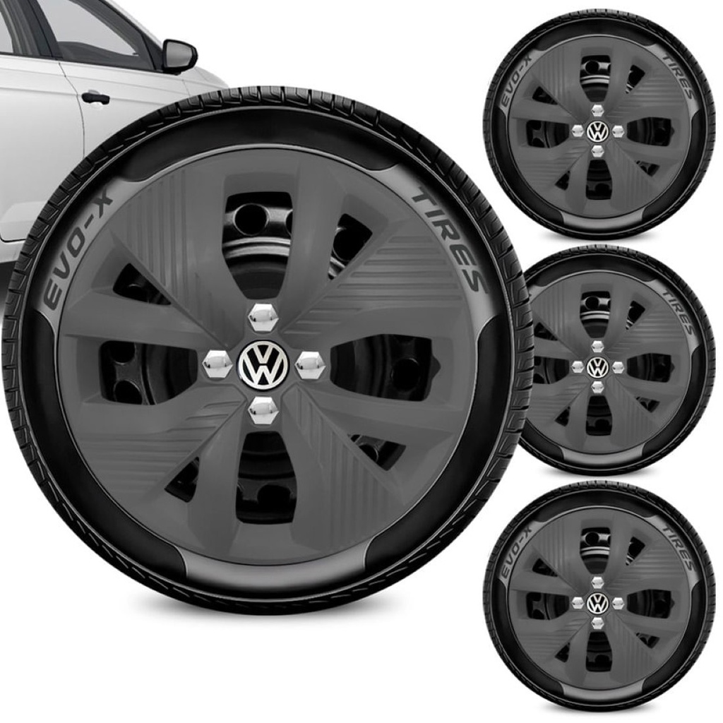 Jogo Calota VW Polo Track Modelo Universal Aro15 Grafite Fos | Shopee ...