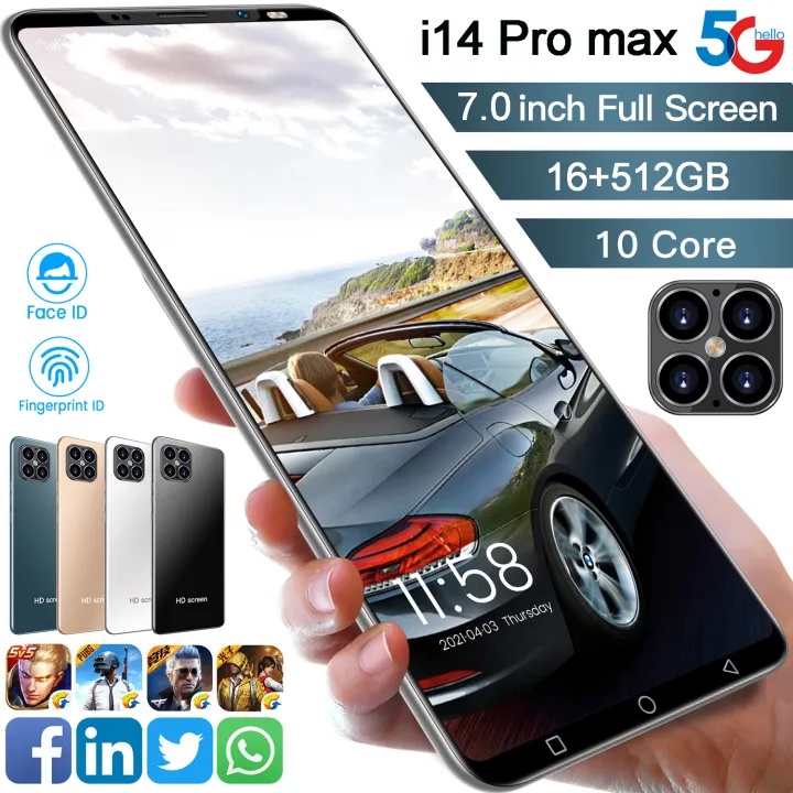 Marca Novo i14 pro max 16GB RAM 1TB 2023 Smartphone Móvel Dual Sim ...
