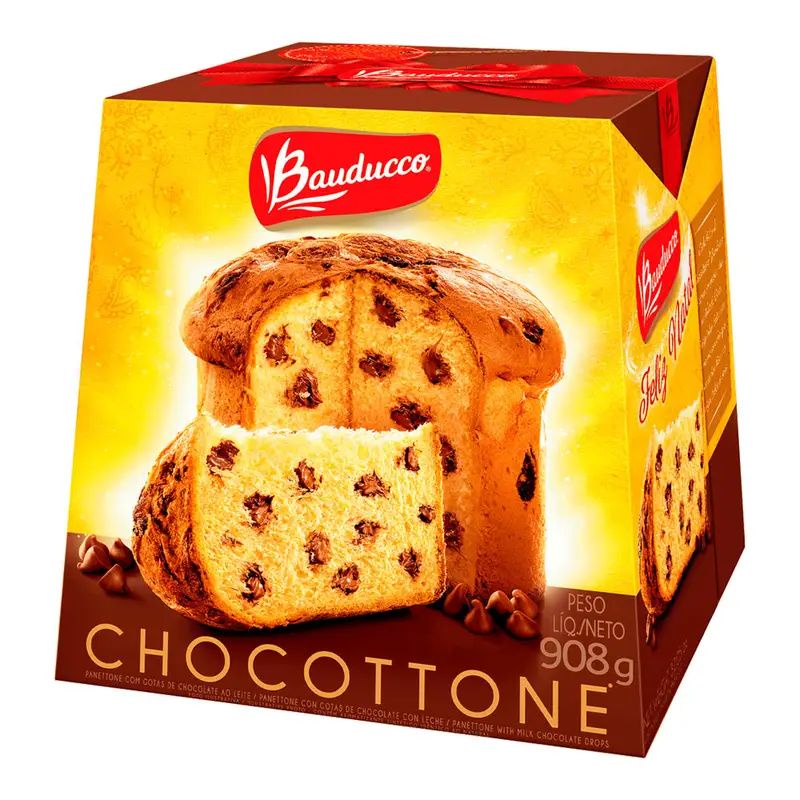Panetone Gotas Chocolate Chocottone Bauducco 908g | Shopee Brasil