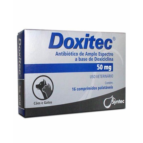 Doxitec 50mg Antibiótico P/ Cães e Gatos 16 Comprimidos | Shopee Brasil
