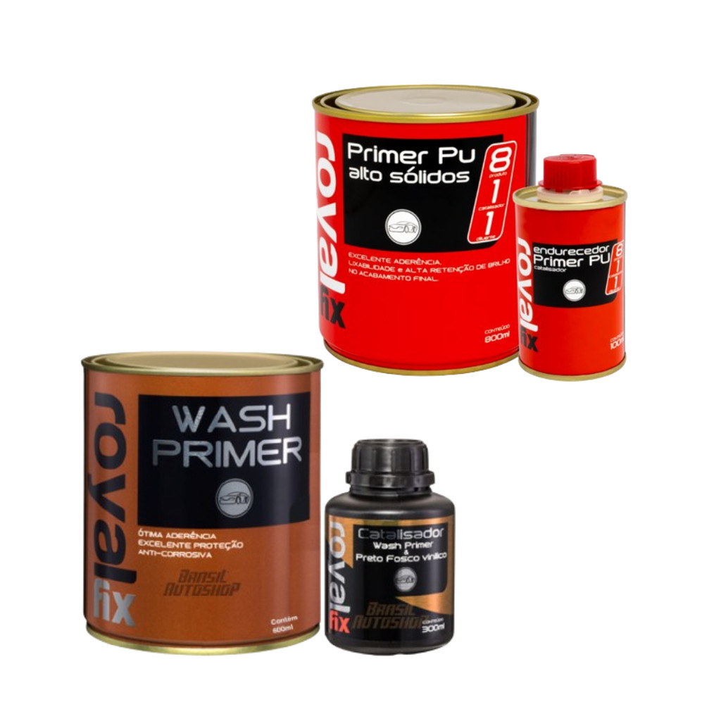 Kit Primer Pu Automotivo 811 + Wash Primer Royal (Primer e Catalisador ...