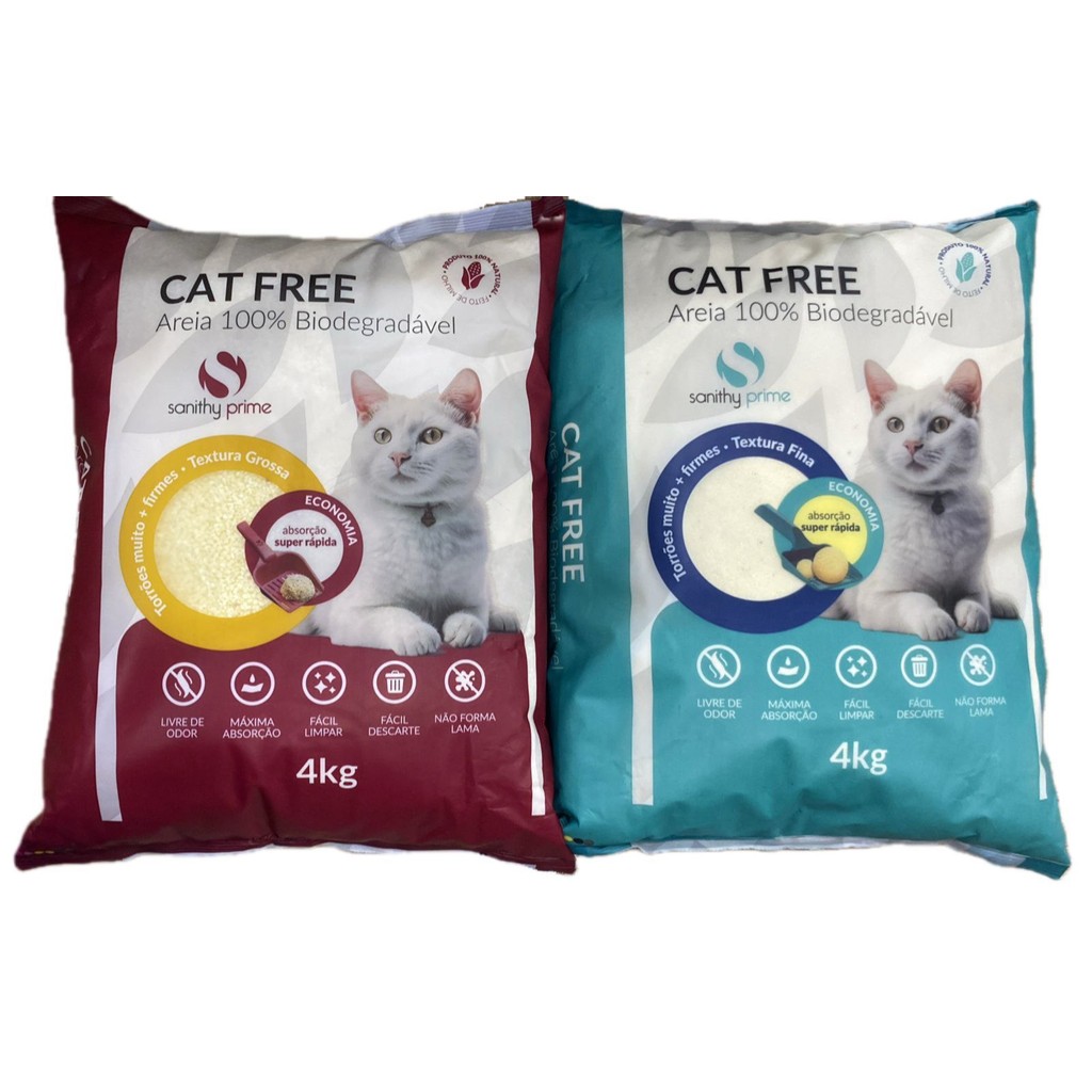Areia Para Gatos 4kg 100% Biodegradável Absorção Super rápida Textura ...