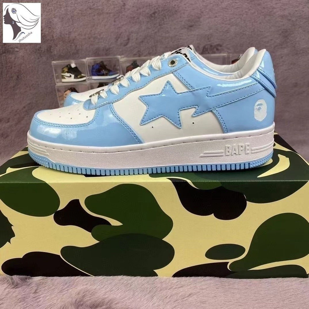 Tênis Masculinos Shinwind Bape Azul Claro Cabeça Cinco Pontos Moda ...