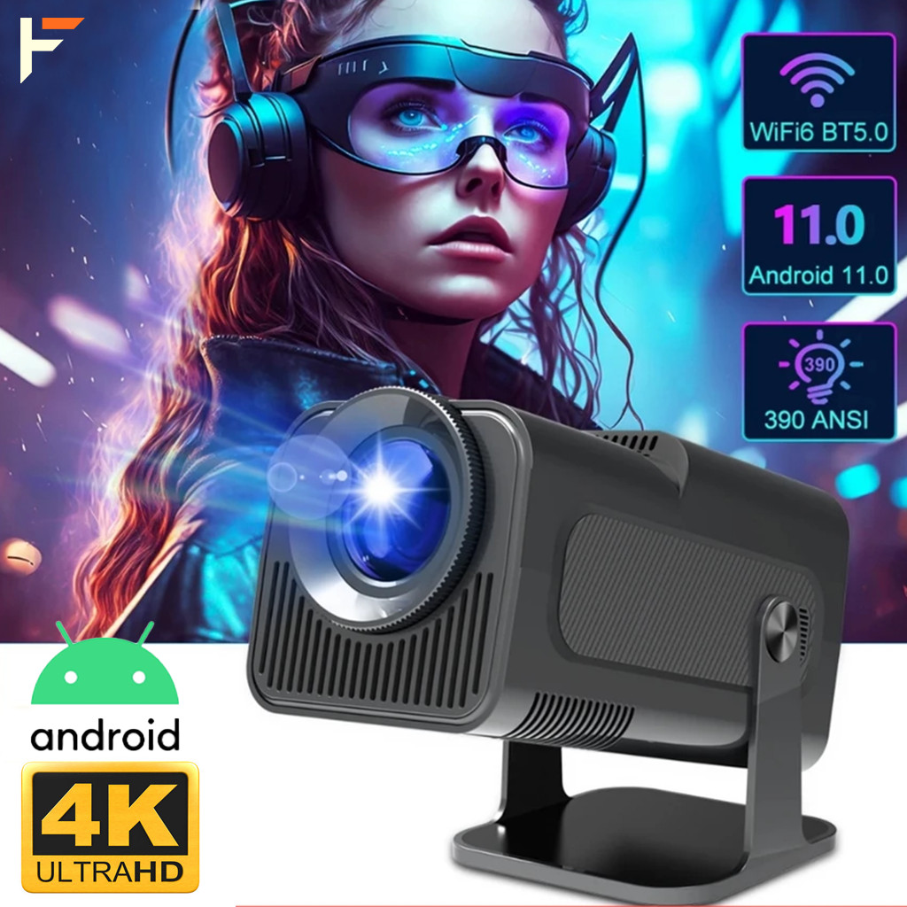 Projetor Portátil Smart Hy320 Android 4k Full HD Bluetooth Wifi 390 Ansi Lumens Mini Espelha ...