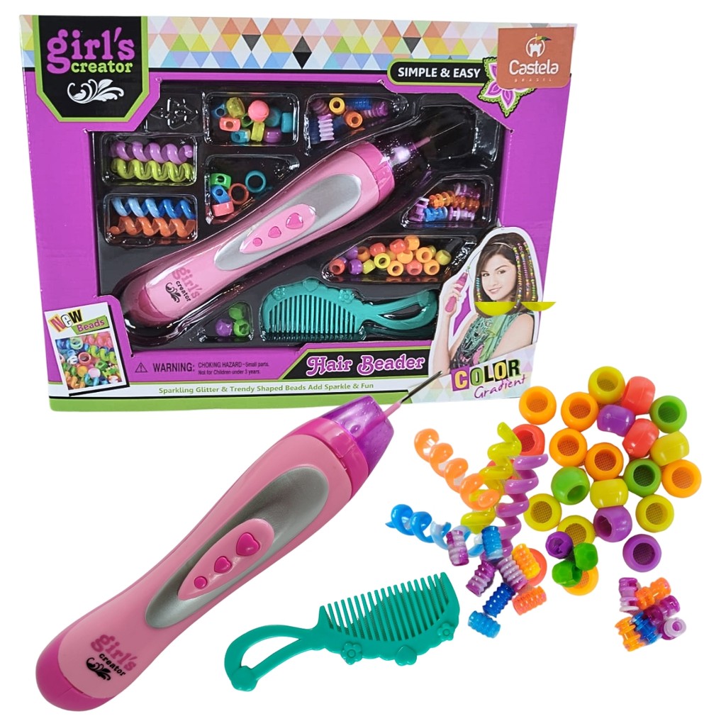 Kit Missangas de Cabelo Infantil com Aplicador Aplique Castela | Shopee ...