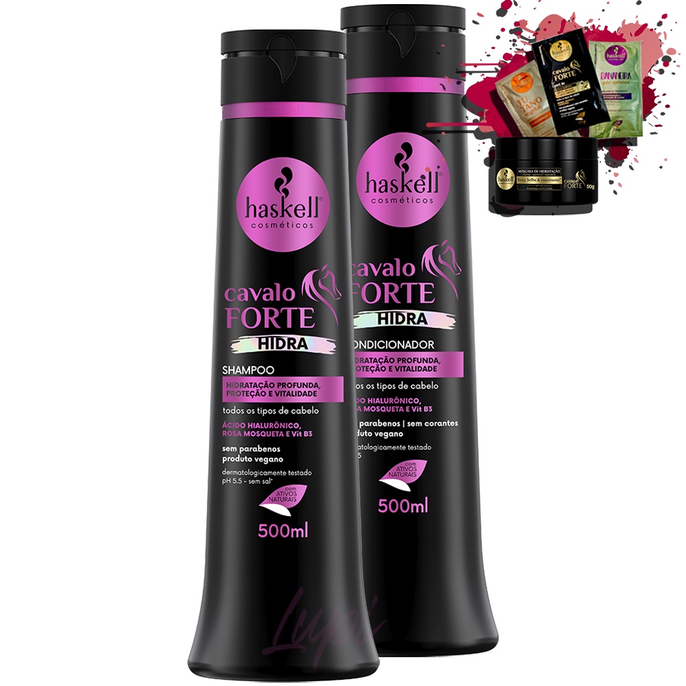 Kit Haskell Cavalo Forte Hidra Shampoo e Condicionador 500ml | Shopee Brasil