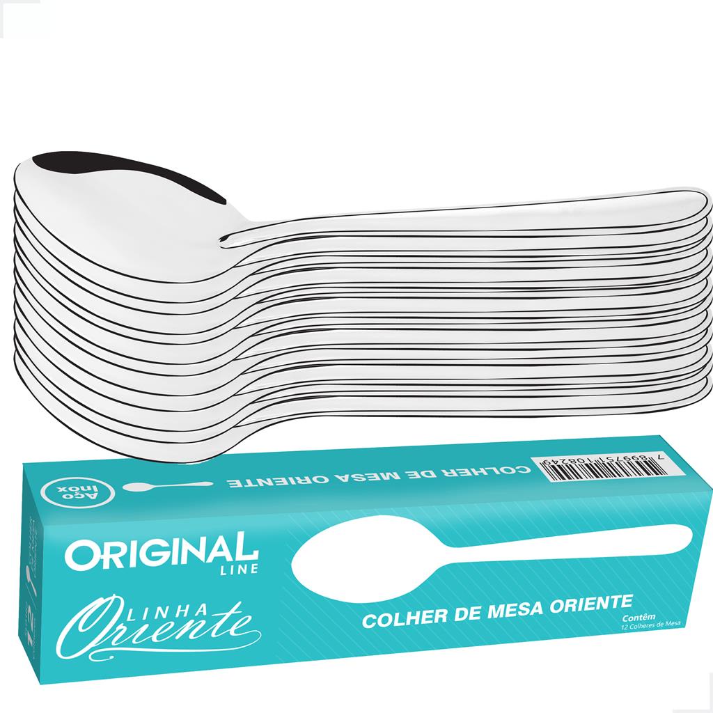Kit Jogo 12 Colher Mesa Sopa Buffet Restaurante Lanchonete Aço Inox ...