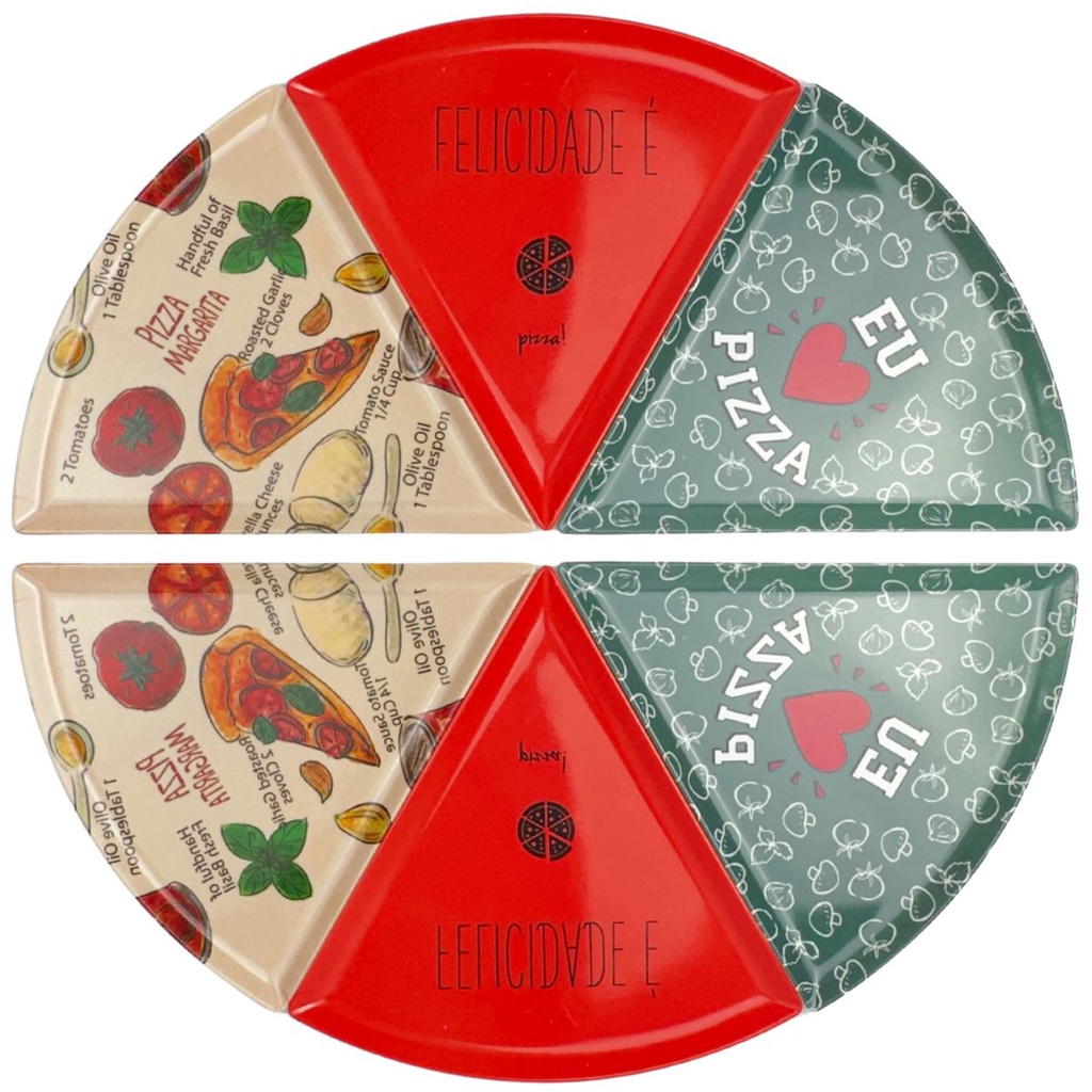 Prato Fatia de Pizza Melamina 23cm Decorados Temáticos | Shopee Brasil