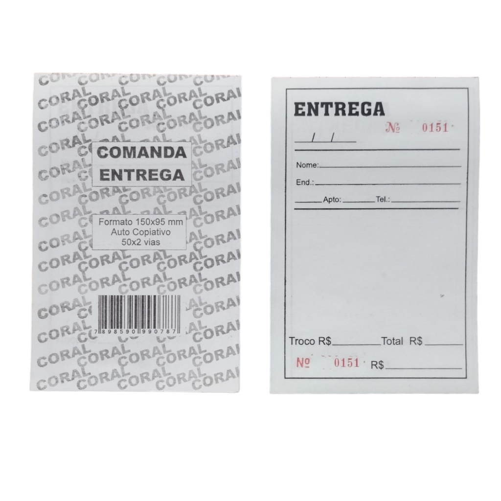 Comanda de Entrega AutoCopiativa 2 Vias Numerada 1000 Folhas | Shopee ...