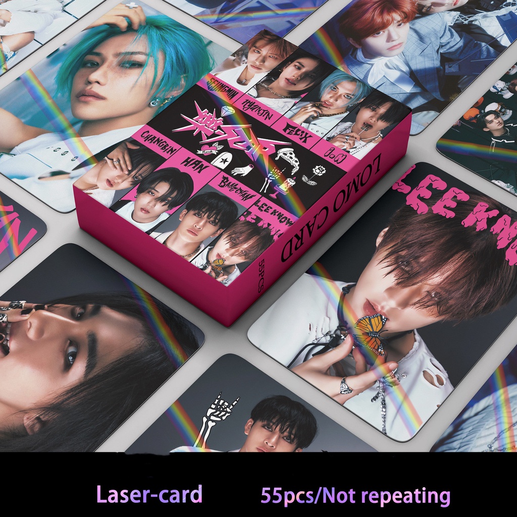 50-55pcs STRAY KIDS Cartões Holográficos Laser Lomo-Star Leave Rock ...