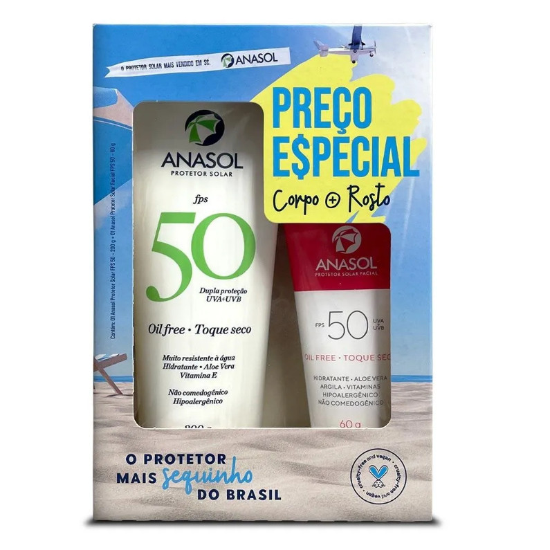 Anasol Kit Protetor Solar Facial Anasol Fps 50 + Corporal Anasol Fps 50 ...