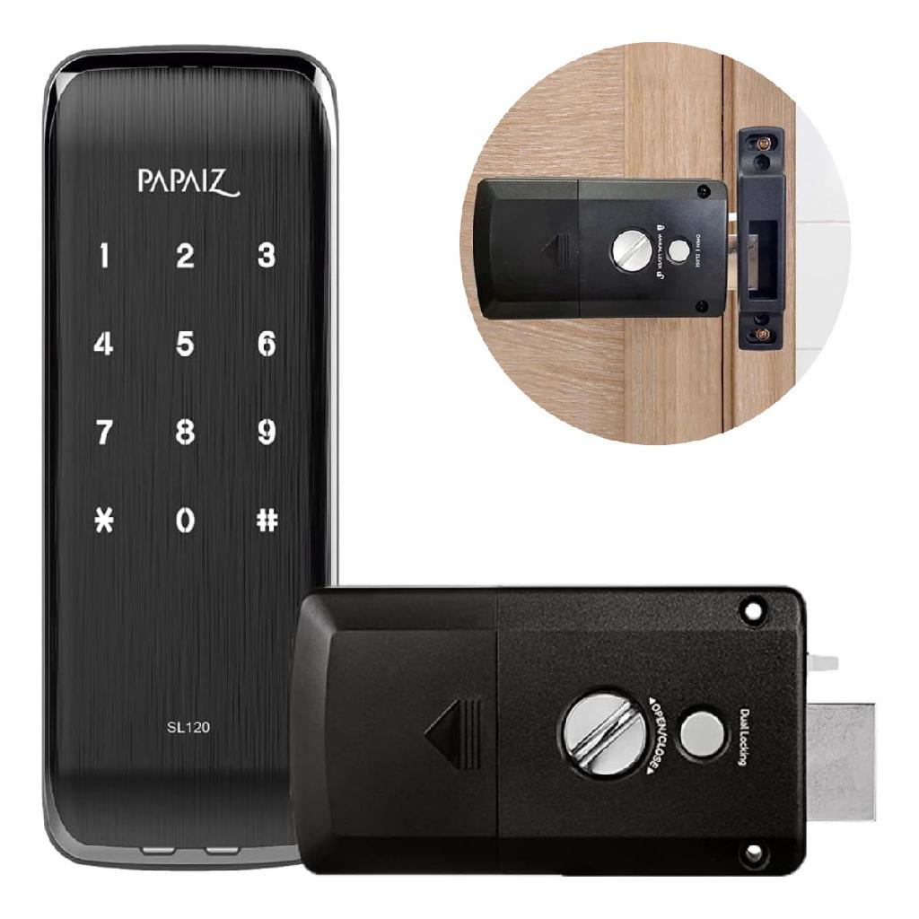 Fechadura Eletrônica C/ Senha Smart Lock Papaiz Digital SL120 Preto ...