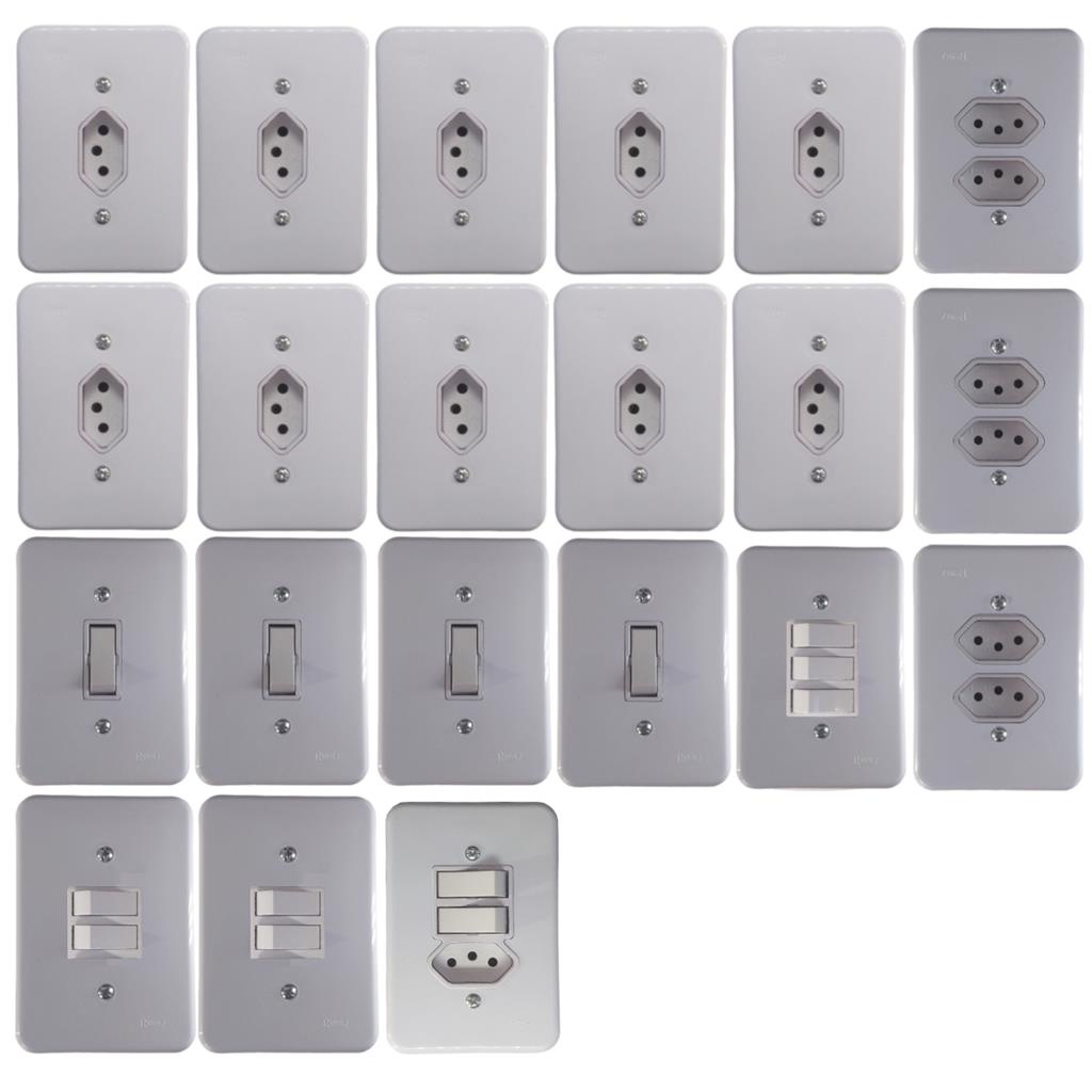 Tomadas E Interruptores Kit Casa Completa 21 Pcs Sistema Eletrico ...