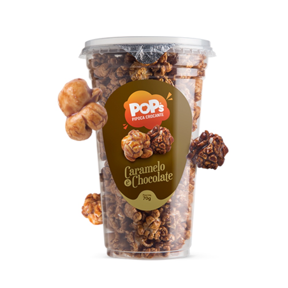 Pipoca Doce Sabor Caramelo Com Chocolate Pops 70g | Shopee Brasil