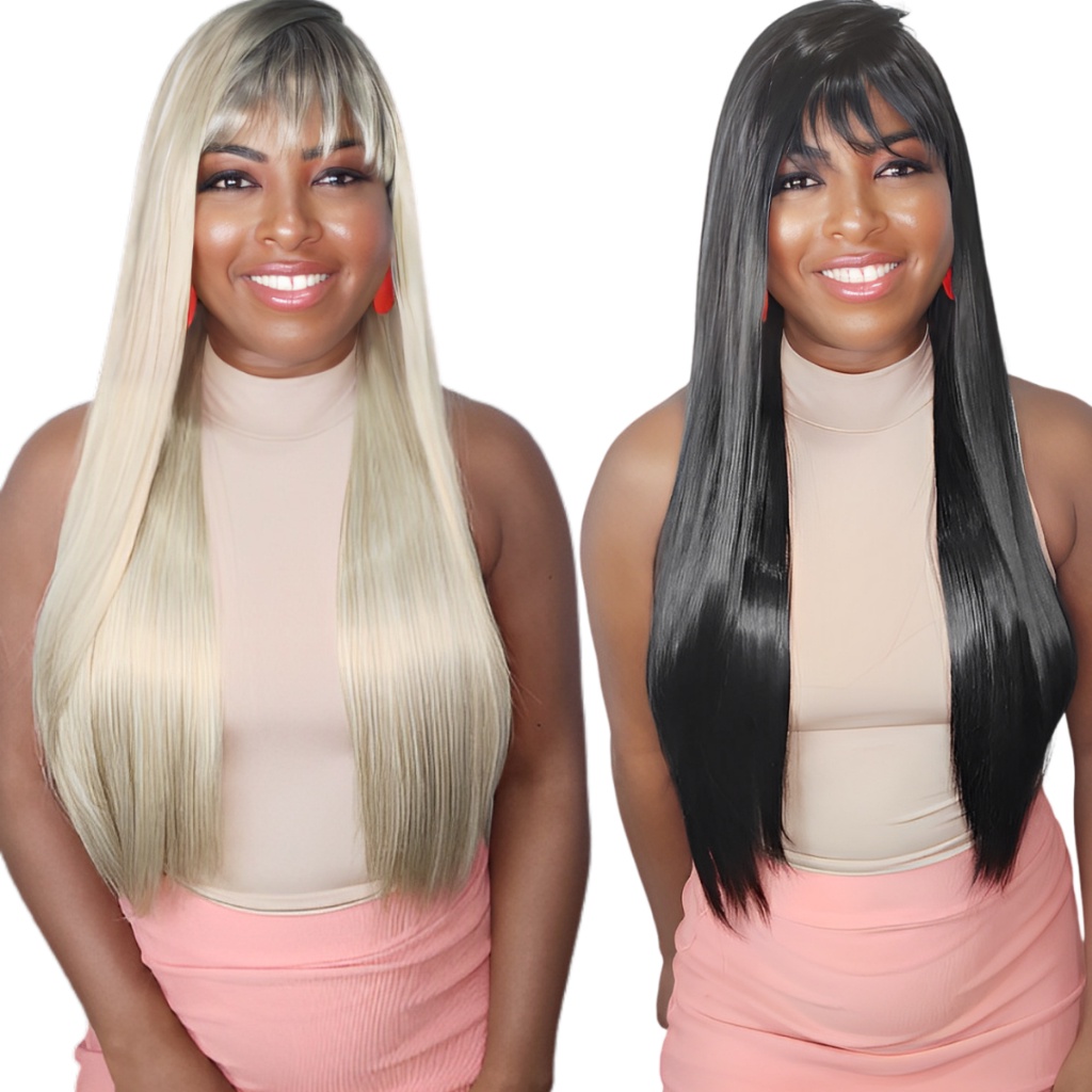 Lace Cabelo Organico Peruca Longa Piruca Lisa Wig Preta Loira Castanho ...