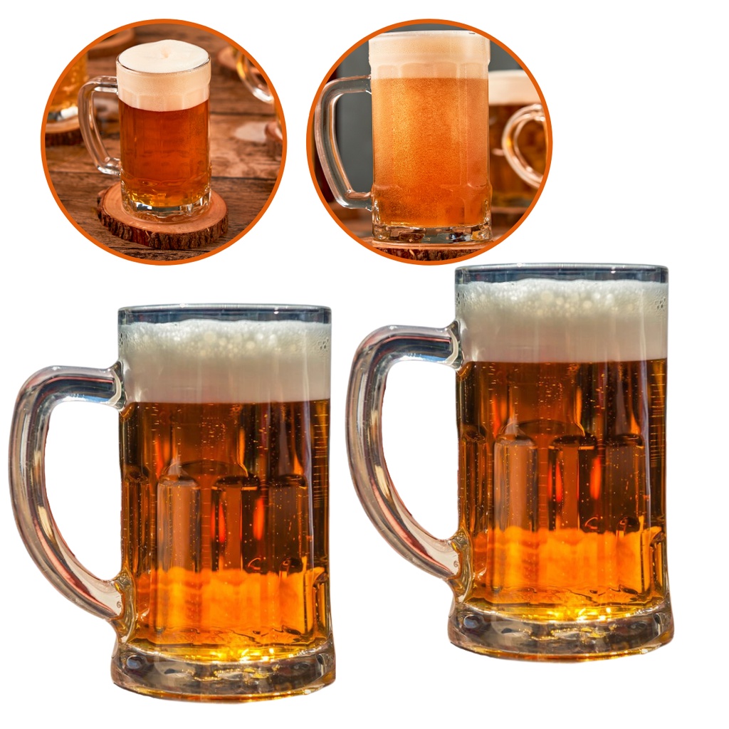 Jogo 12 unidades Canecas De Vidro Chopp Cerveja Grande 400ml Festa clink restaurante festa ...