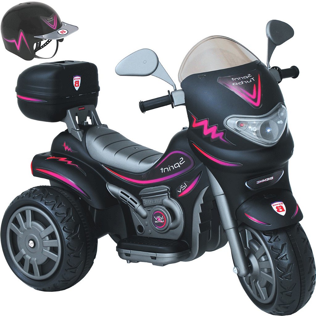 Moto Eletrica Biemme Sprint Turbo 12V com Capacete Preta Girl | Shopee ...