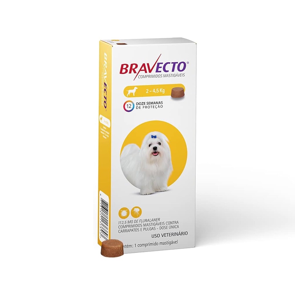Bravecto Antipulgas e Carrapatos Para Cães de 2 a 4,5 Kg | Shopee Brasil