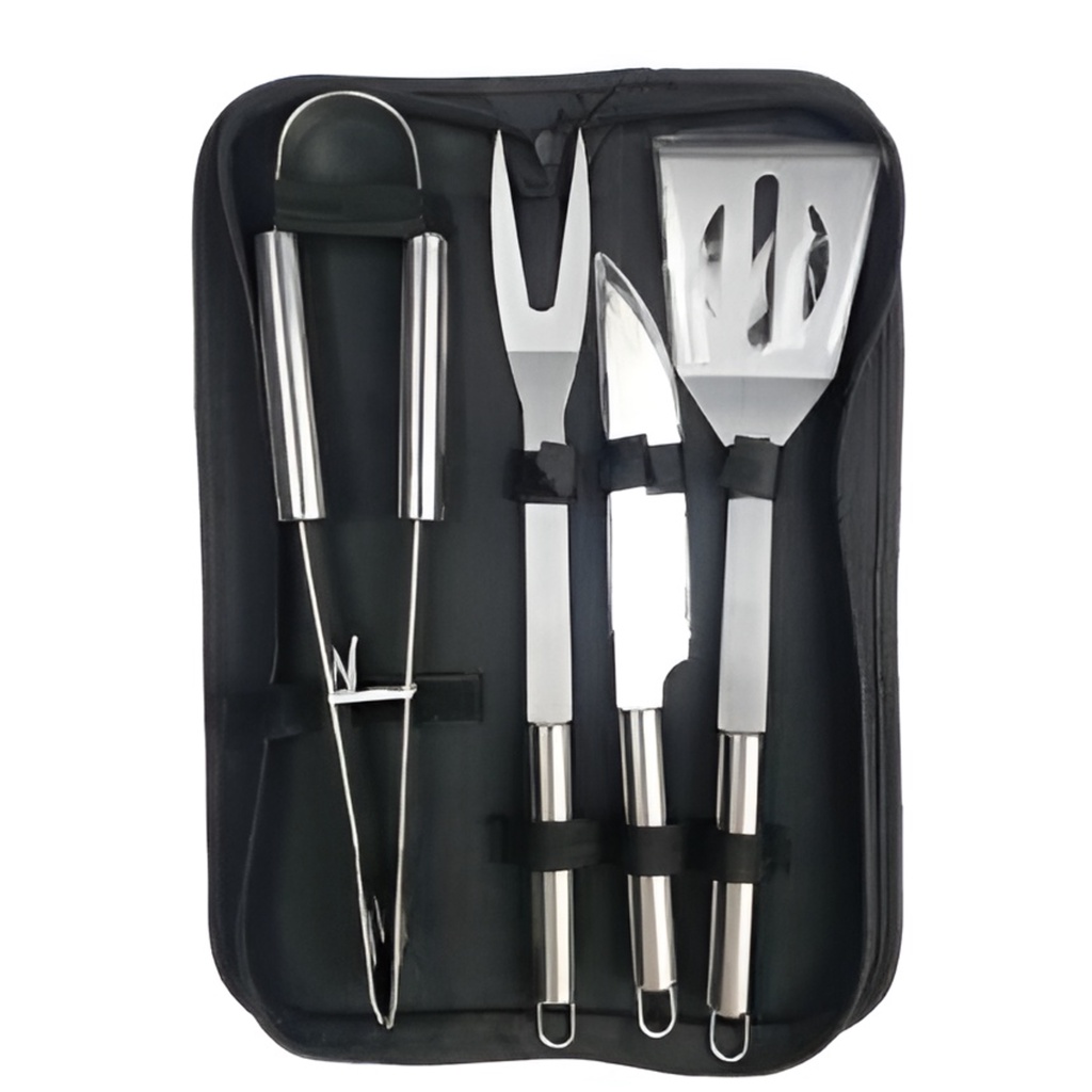 Kit Churrasco Inox 4 peças Churrasqueiro Profissional | Shopee Brasil