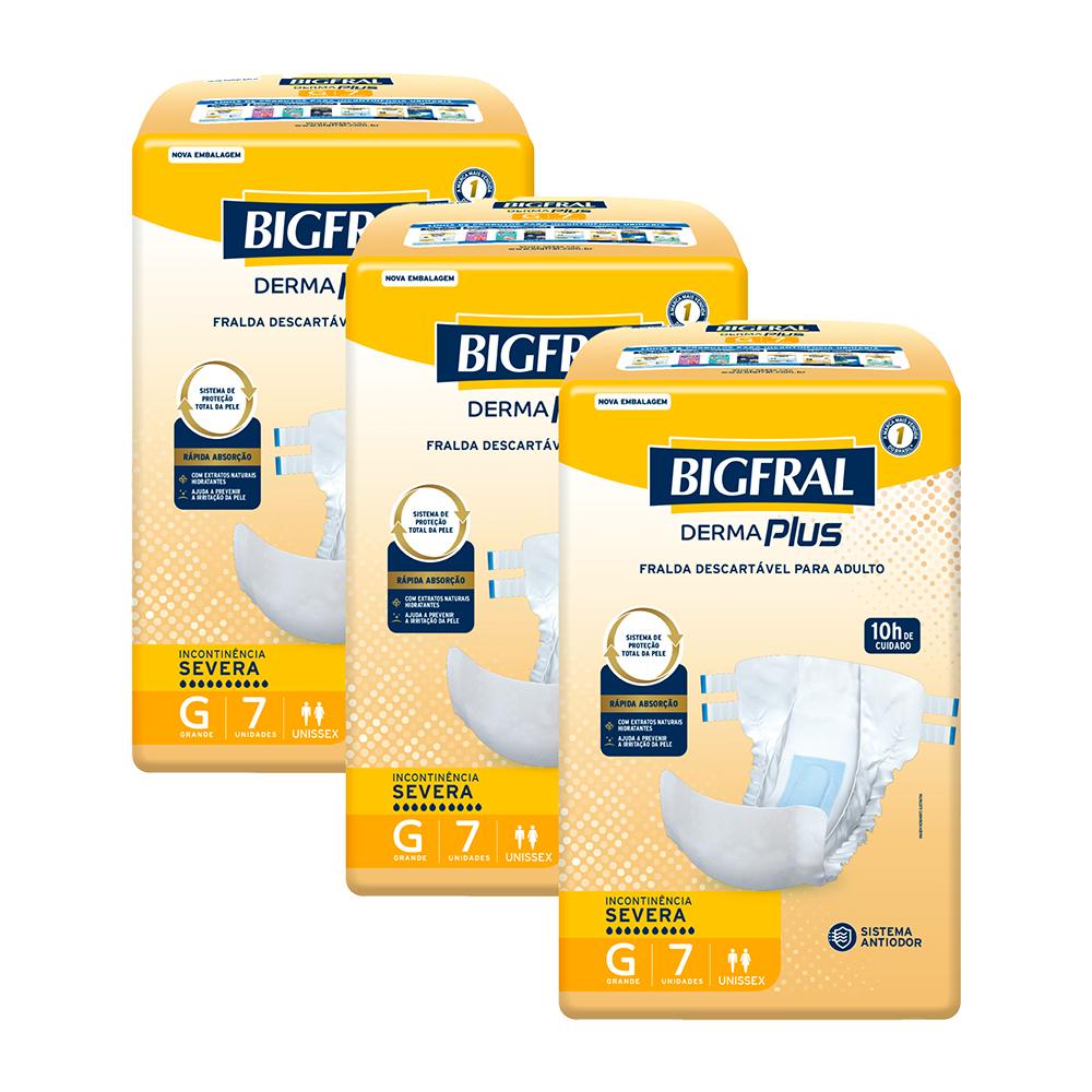 Kit 3 Fraldas Geriátricas Bigfral Derma Plus G com 7un cada | Shopee Brasil