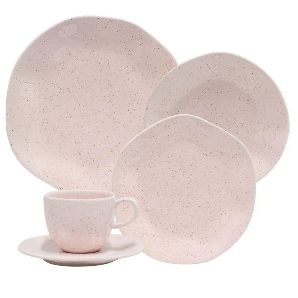 Aparelho De Jantar Ryo Pink Sand 20 Peças Oxford Porcelanas | Shopee Brasil