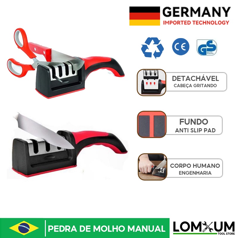 Amolador De Facas Em Aço Inox Profissional Afiador Com 3 Base ...
