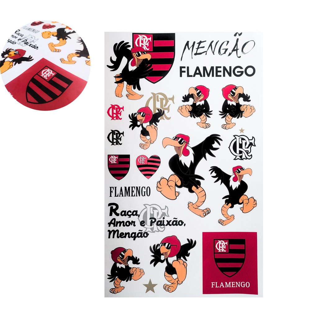 Cartela De 19 Stickers Time Flamengo Figurinha Adesivos Oficial ...