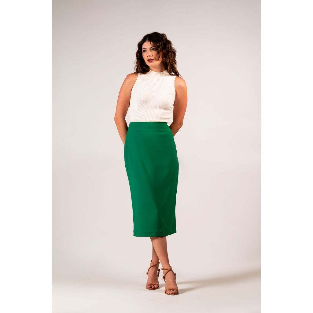 Saia Midi Rouse - Verde Cheer | Shopee Brasil
