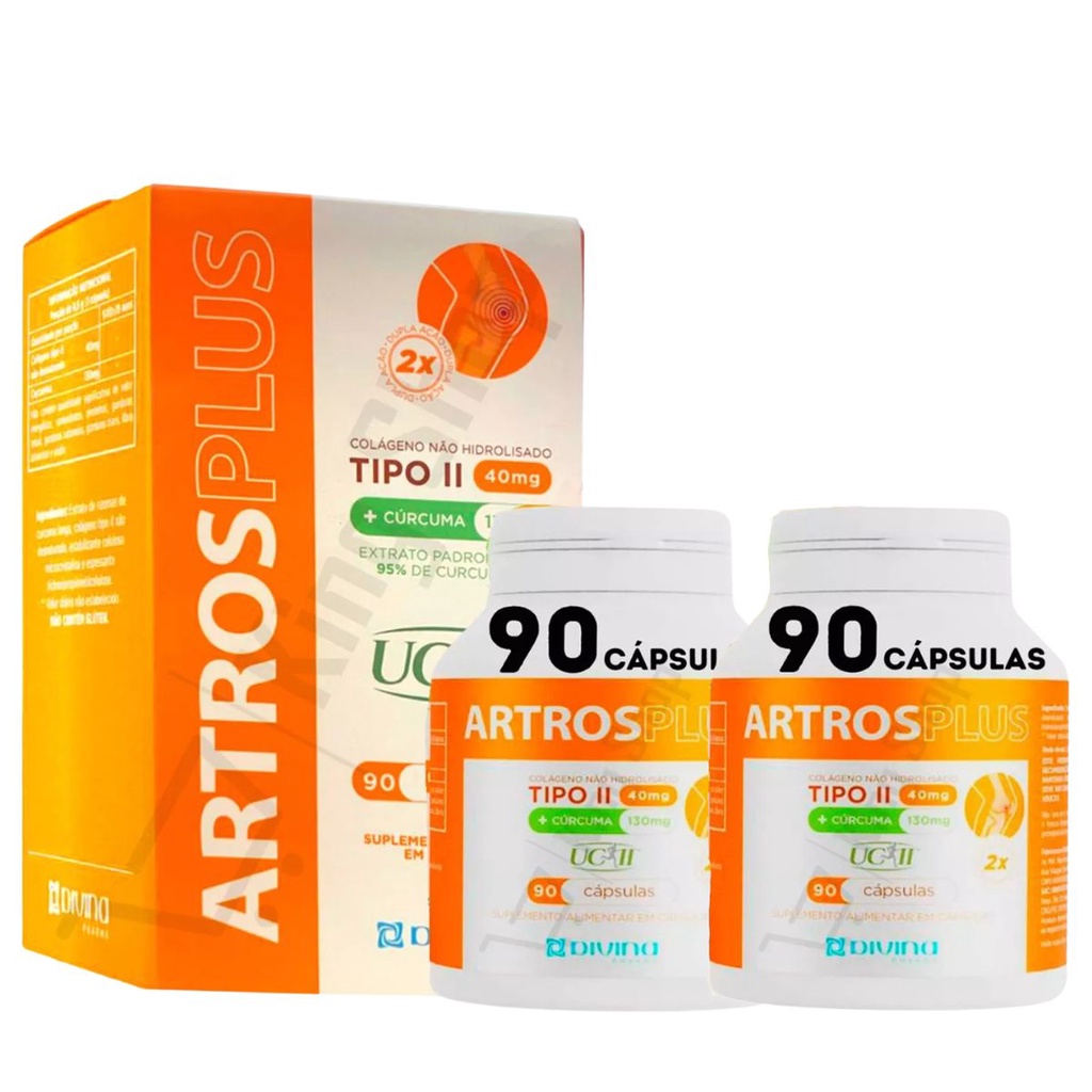 Artros Plus Suplemento Colágeno Tipo II Kit C/ 2 180 Caps | Shopee Brasil