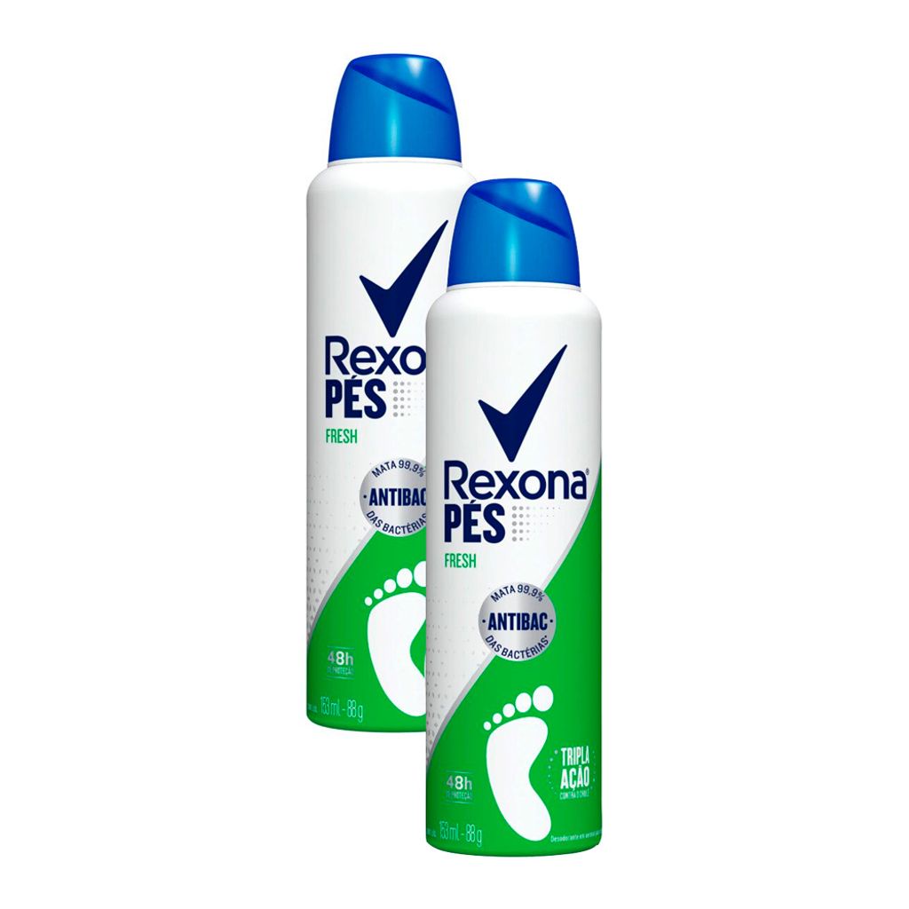 Kit 2 Desodorante para os Pés Rexona Fresh Antibac Tripla Ação Aerosol ...