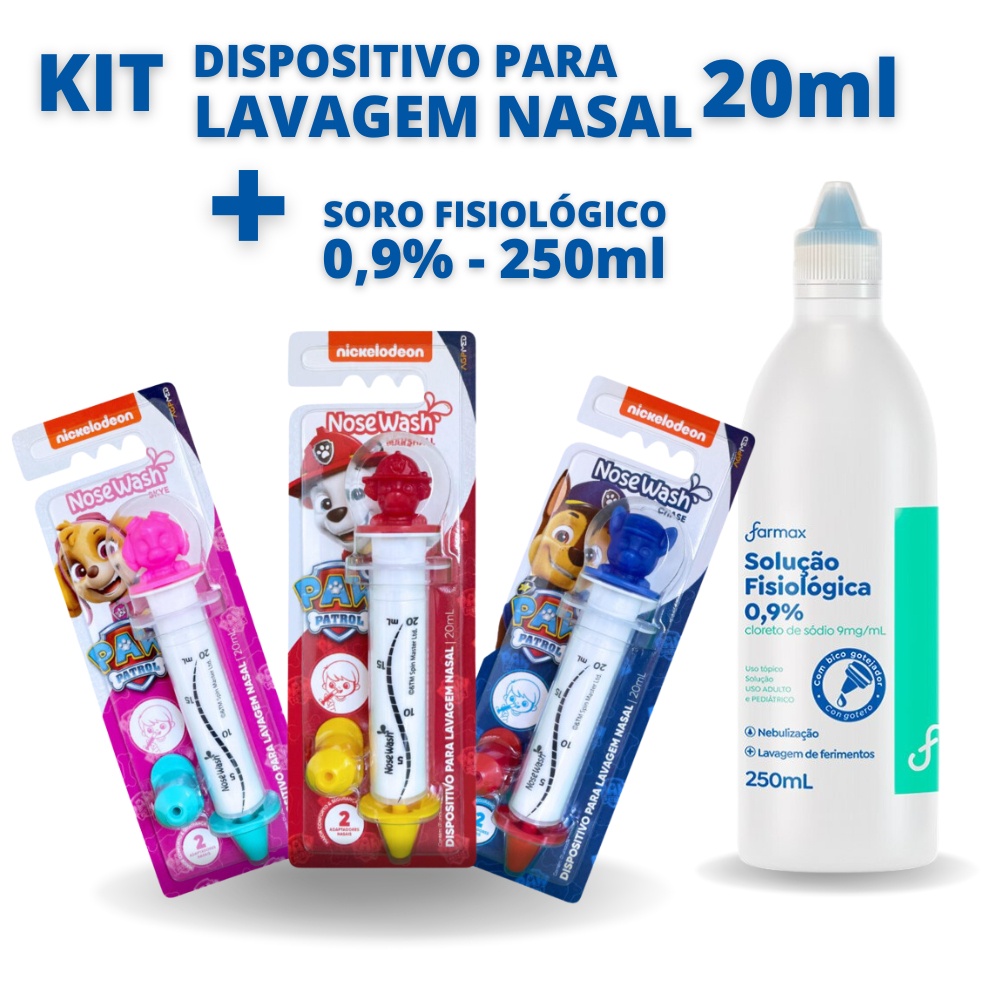 Kit Para Lavagem Nasal Dispositivo Nosewash 20ml + Soro 250ml | Shopee Brasil