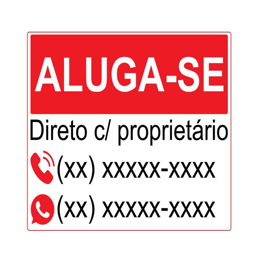 20 Placas De Aluga-Se Com Numero Personalizado 40x50cm Ps 2mm | Shopee ...