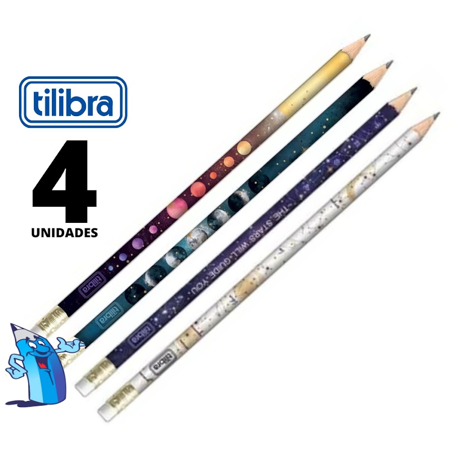 KIT 4 LAPIS DE ESCREVER TILIBRA MAGIC COM BORRACHA | Shopee Brasil