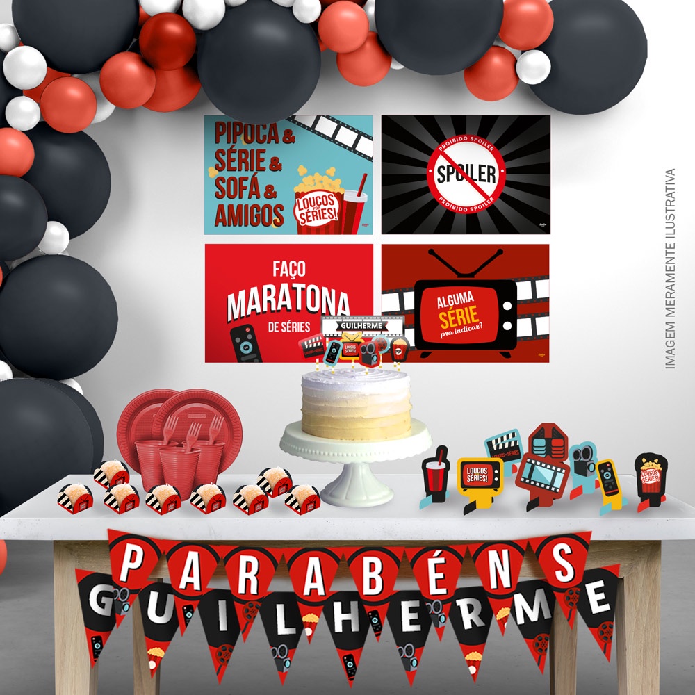 Kit Festa Netflix Decoracao de festa tema cinema c/148 un | Shopee Brasil