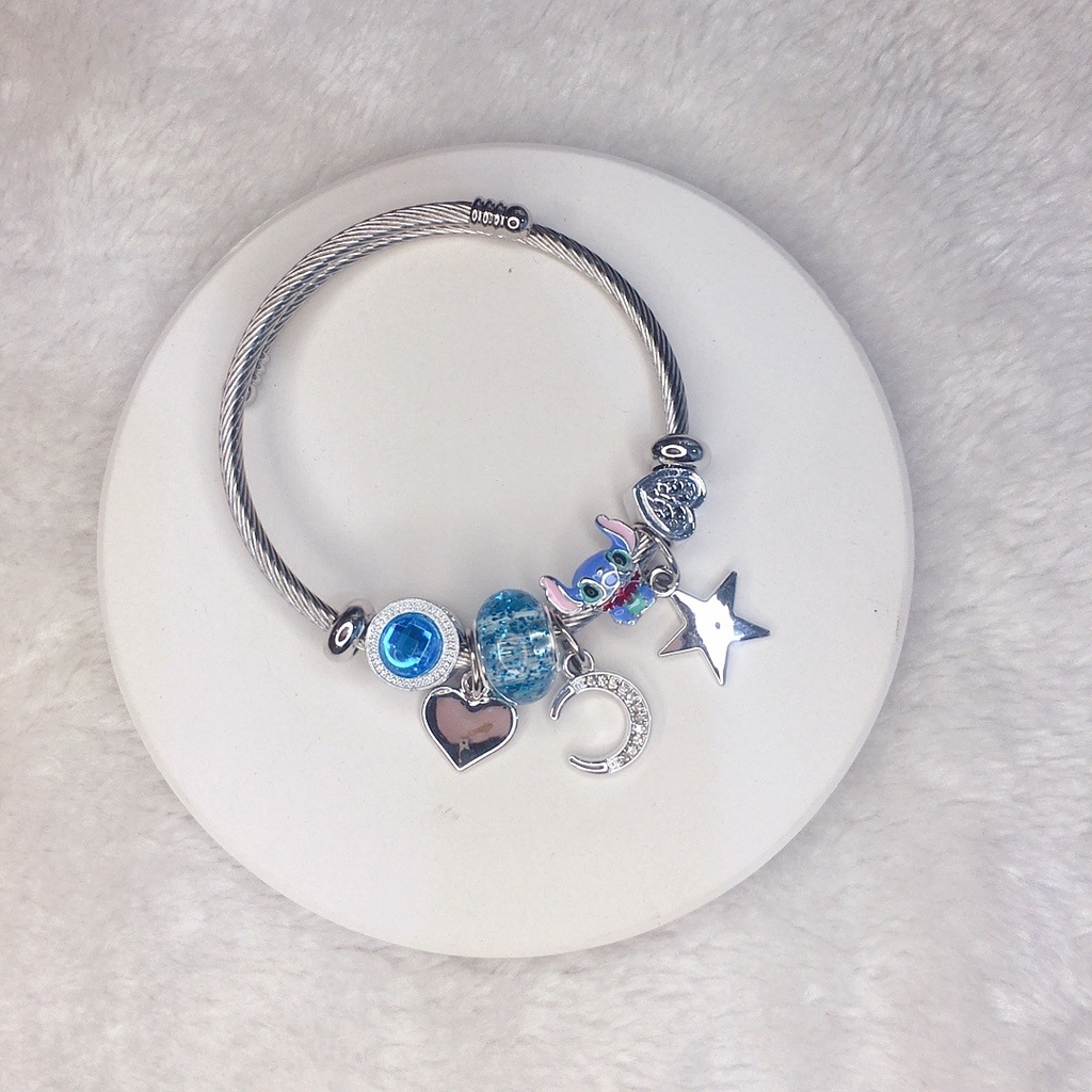 Pandora Ctue Cartoon Stitch Pulseiras Para Mulheres Meninas Estrela Da ...