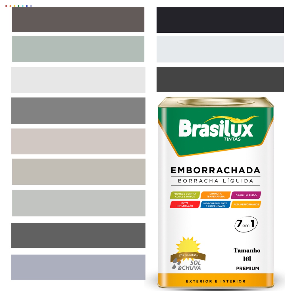 Tinta Emborrachada Cinza 16l Brasilux Borracha Líquida | Shopee Brasil