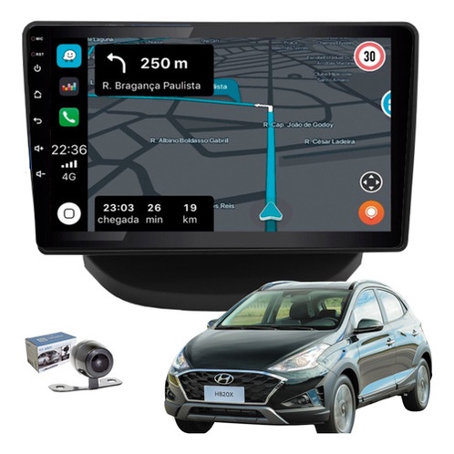 Central Multimídia MP5 GPS 2 DIN Espelhamento Carplay Hyundai Hb20 HB20X HB20S 2012 2019 Câmera ...