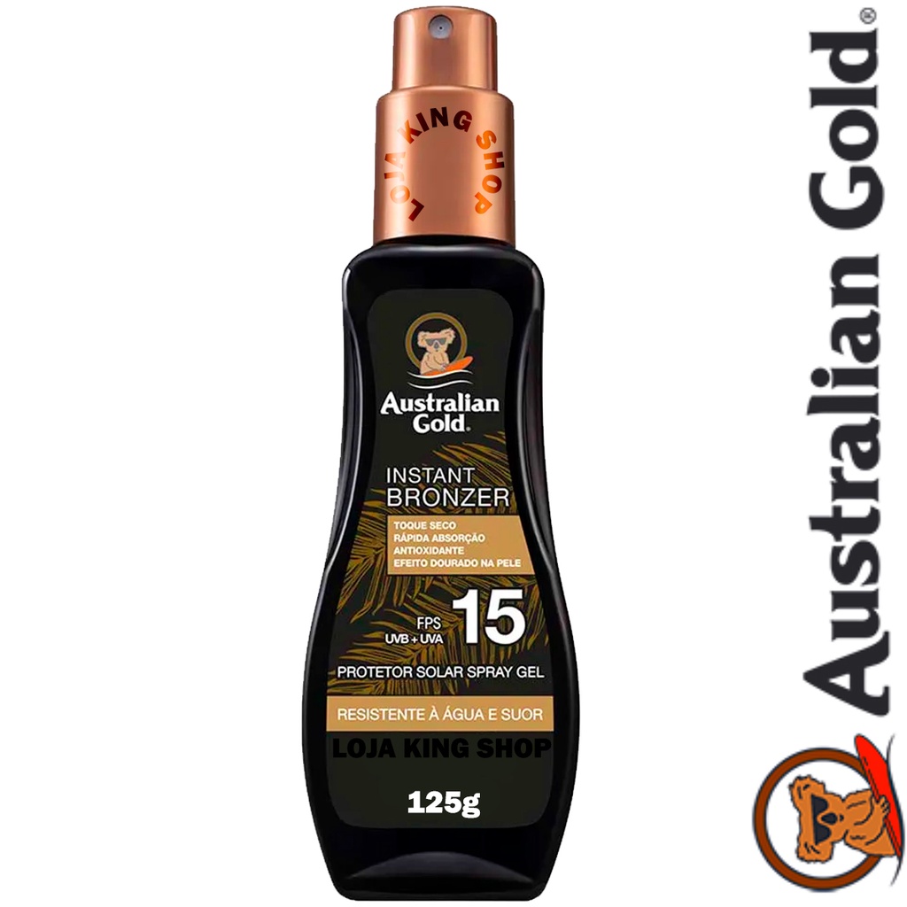 Protetor Solar Australian Gold Bronzeador Spray Toque Seco Fps 15 125g ...