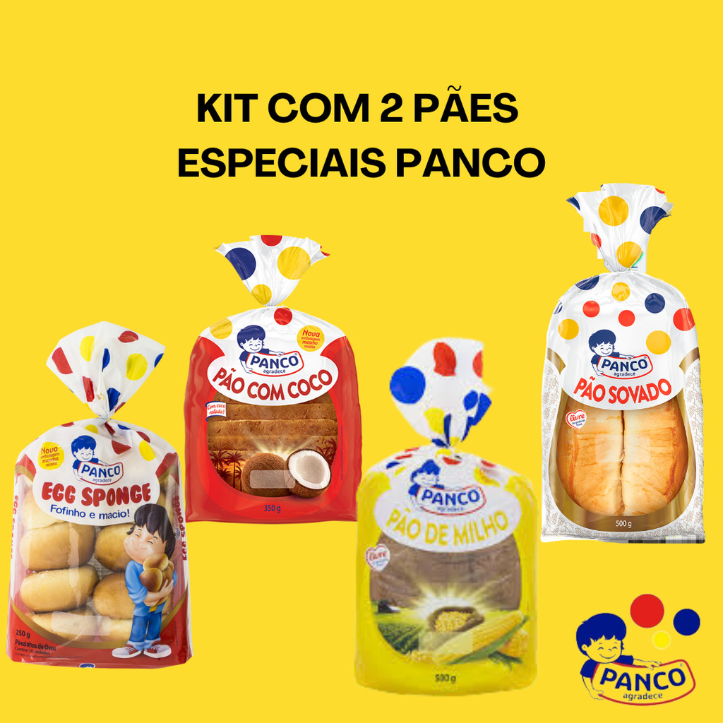 KIT COM 2 PÃO ESPECIAL PANCO MILHO, COCO, EGG, SOVADO, BISNAGUINHA ...
