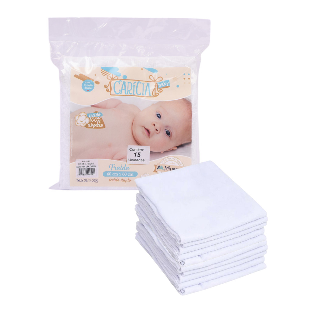 Fralda Pano Bebê Lisa 15 Unidade 100% Algodão Minasrey | Shopee Brasil