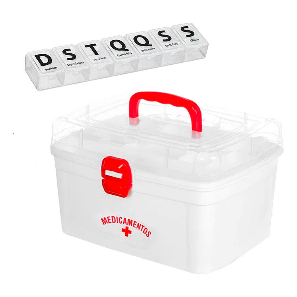 Kit Porta Remédios E Maleta Box Organizadora De Medicamentos | Shopee ...