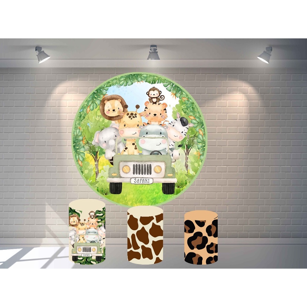 Kit Painel Redondo + 3 Capas Cilindros Provençal Safari Fest | Shopee ...
